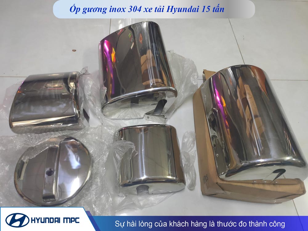 Ốp gương inox 304 xe tải Hyundai 15 tấn